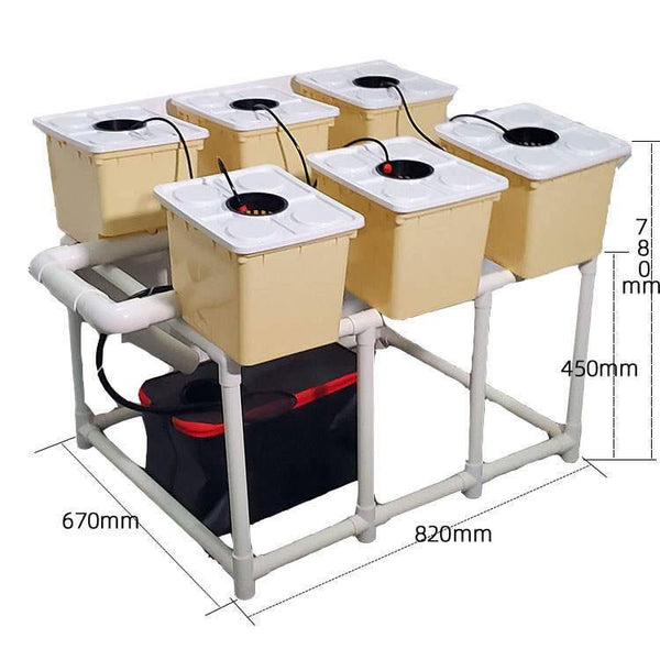Six DWC Hydroponic Bucket System - 10Litre Buckets With Pumps – MUSHROOMTEC